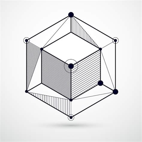 Premium Vector Isometric Abstract Black And White Background With Linear Dimensional Cube