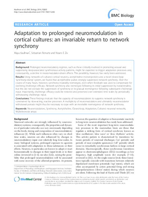 Pdf Adaptation To Prolonged Neuromodulation In Cortical Cultures An