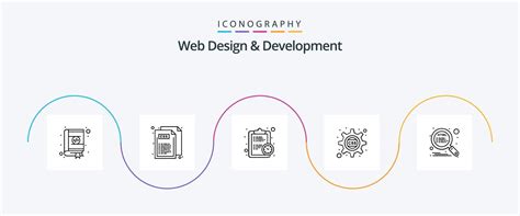 Web Design And Development Line Icon Pack Including Html Css Style