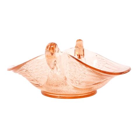 Vintage Fenton Pink Glass Double Swan Bowl Chairish