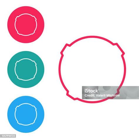 흰색 배경에 격리 된 빨간색 줄 문 아이콘 원 버튼에 아이콘을 설정합니다 벡터 일러스트레이션 0명에 대한 스톡 벡터 아트 및 기타 이미지 Istock