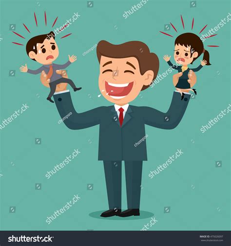 Big Boss Controlling Workers Man Woman Stock Vector Royalty Free