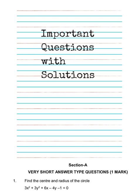 Class 11 Maths Conic Sections Notes All Important Notes