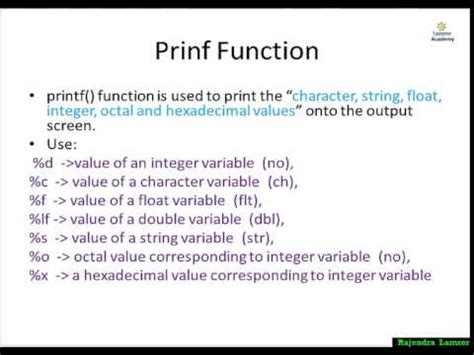 C Tutorial 31 Scanf Printf Function In C Programming In Hindi YouTube