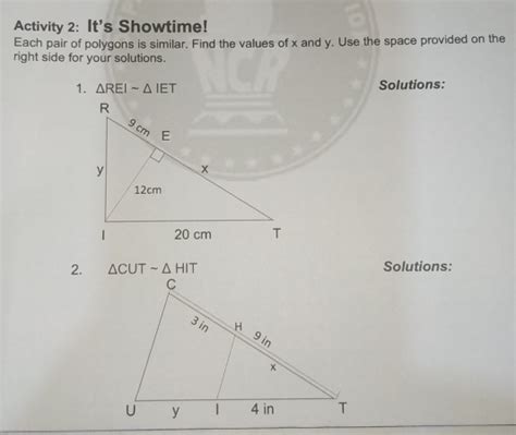 Solved Activity Its Showtime Each Pair Of Polygons Is Similar
