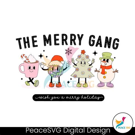 Retro The Merry Gang Funny Christmas Svg File For Cricut Peacesvg