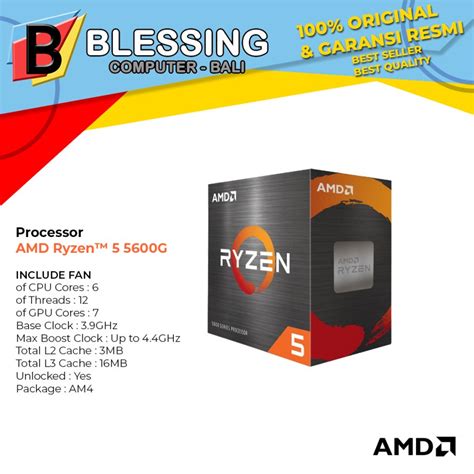 Jual Processor Amd Ryzen 5 5600g Box Inlude Fan Proc Ryzen 5 5600g