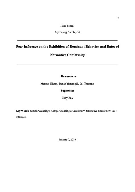 Pdf Peer Influence On The Exhibition Of Dominant Behaviour And Rates