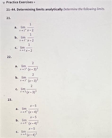 Solved Practice Exercises 21 44 Determining Limits Chegg