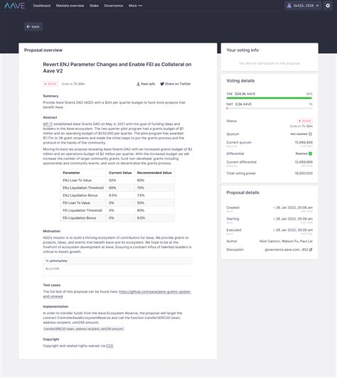 governance page missing remaining time · issue 588 · aave interface