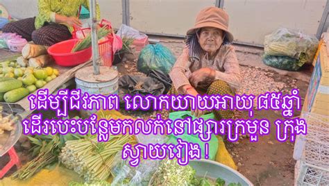 លោកយាយ ខឹម សារឿ ន អាយុ ៨៥ ឆ្នាំ ចាស់ជរា តស៊ូដើរបេះបន្លែ កំពីងពួយ ស្លឹកបាស់ ស្លឹកដំឡូងឈើ ត្រាវ