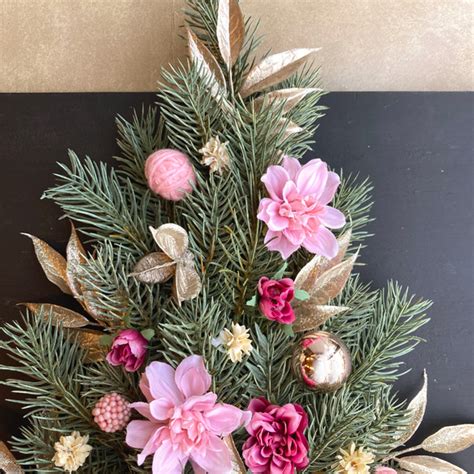 一点物【クリスマス】壁掛けツリー 大きめサイズ ピンクゴールド／壁掛け／クリスマスツリー アートフラワー Vero Amore 通販