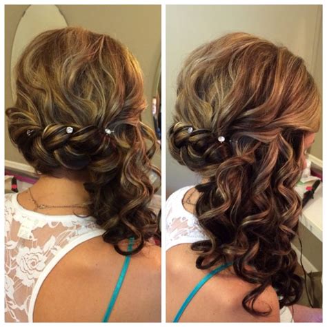 Braided Side Swept Curls Side Swept Curls Airbrush Tanning Wedding