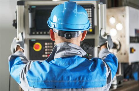 Cnc Operator And The Console Stock Image Image Of Manufacturing
