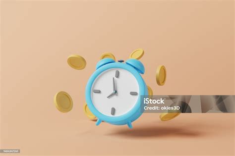 돈 동전과 만화 알람 시계 시간의 개념에서 가장 가치가 있습니다 3d 렌더링 3차원 형태에 대한 스톡 사진 및 기타 이미지 3차원 형태 가계 개념 Istock