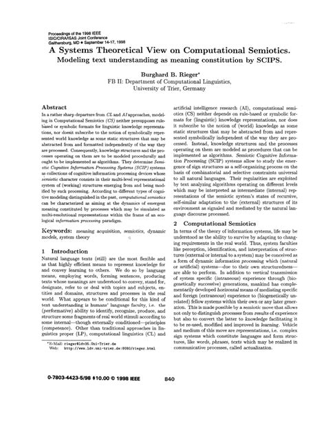 Pdf A Systems Theoretical View On Computational Semiotics Modeling