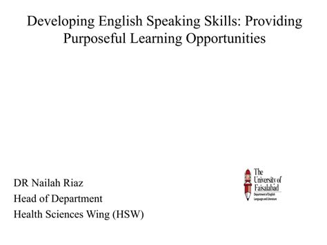 Pdf Developing English Speaking Skills Providing Purposeful Learning