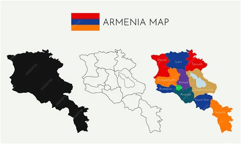 Premium Vector High Detailed Vector Map Of Armenia Borders And Names