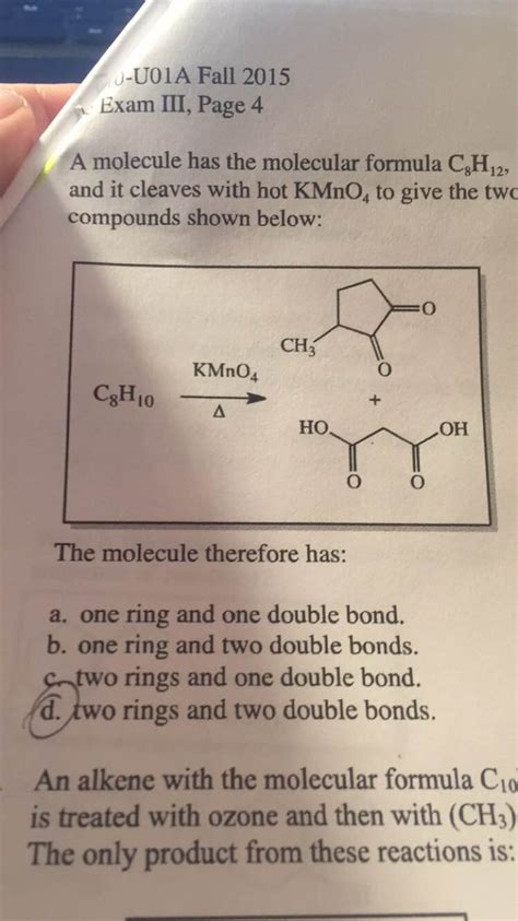 A Molecule Has The Molecular Formula C8h12 And It