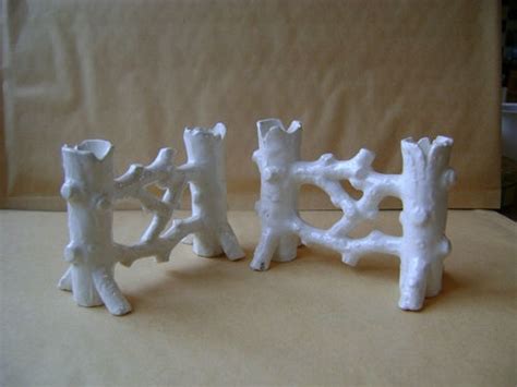 Elegant Vintage Porcelain China White Tree Trunk Fences