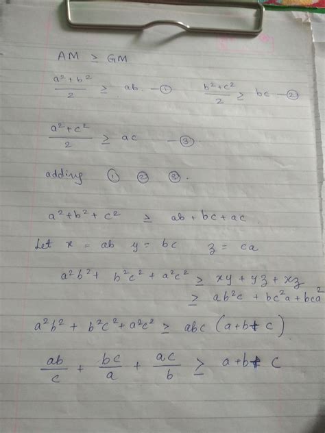 for positive numbers a b c prove that bc a ac b ab c is greater th