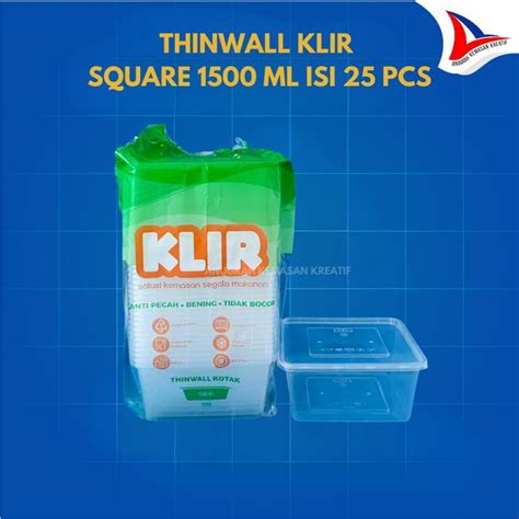 Jual Thinwall Klir Square 1500 Ml Kotak Persegi Plastik Isi 25 Pcs