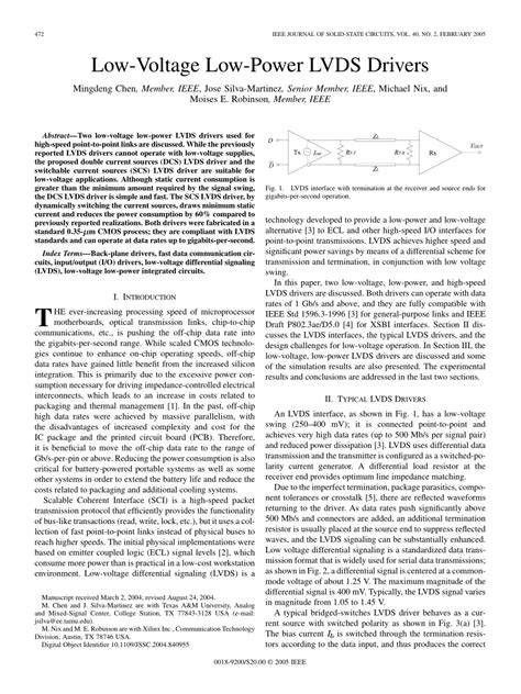 Pdf Low Voltage Low Power Lvds Drivers