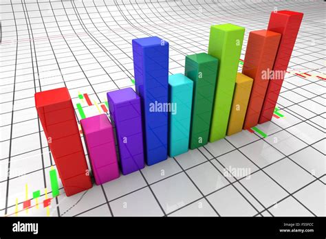 Colorful 3d Block Chart Graph High Resolution Render With Candlesticks