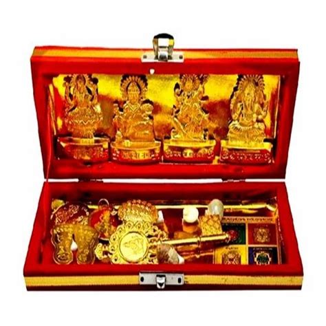 Golden Brass Shri Laxmi Kuber Dhan Varsha Yantra Box Size 35cm At
