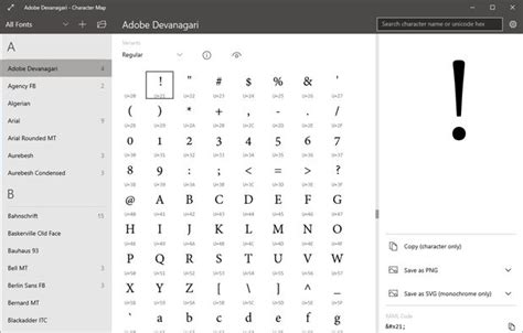 Character Map Uwp Character Map Allows You To View Glyphs In A Font