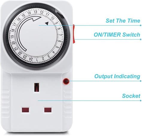 HBN Hour Programmable Mechanical Timer Plug Switch Energy Saving UK Plug In Indoor Timer