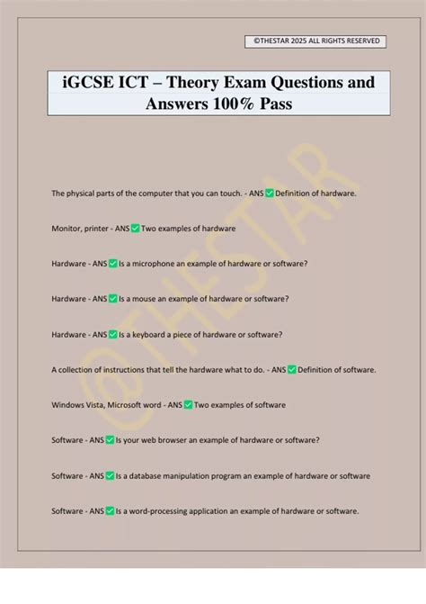 Igcse Ict Theory Exam Questions And Answers 100 Pass Ict Stuvia Us