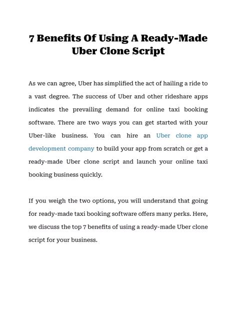 ppt 7 benefits of using a ready made uber clone script powerpoint