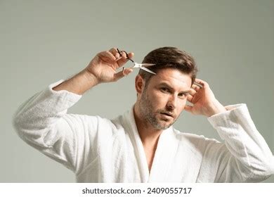 Naked Man Scissors Trimming His Beard Stock Photo 2409055717 Shutterstock