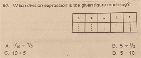 Solved Which Division Expression Is The Given Figure Modeling A 110 12 B 512 C 10 5