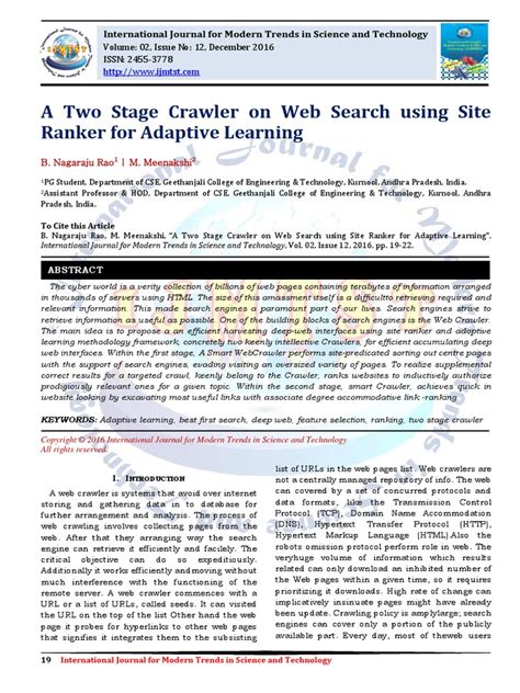 a two stage crawler on web search using site ranker for adaptive