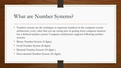 Decimal Binary Octal And Hexadecimal Number Systems Pptx