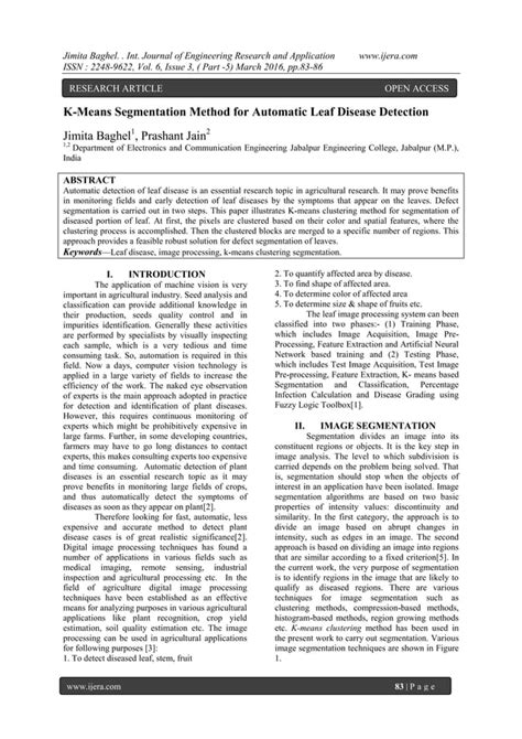 K Means Segmentation Method For Automatic Leaf Disease Detection Pdf