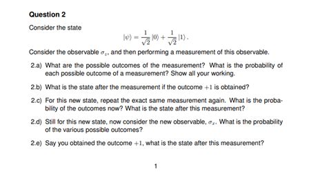 Solved Consider The State ∣ψ 21∣0 21∣1 Consider The