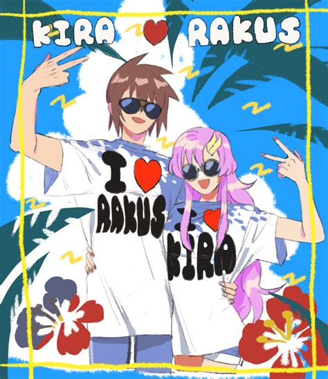 lacus clyne and kira yamato gundam and 1 more drawn by g ee mazid