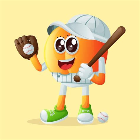 Premium Vector Cute Apricot Character Playing Baseball