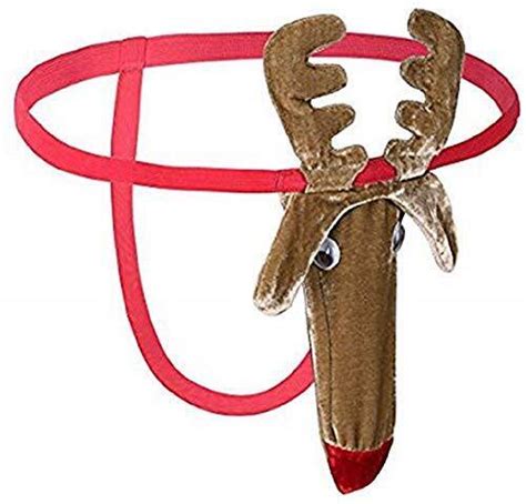 Mens Christmas Gag T Reindeer G String Mankini Thong One Size Brown