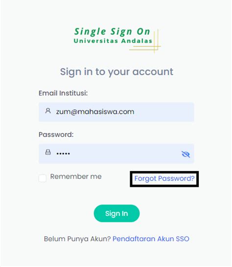Tutorial Reset Password Sso Universitas Andalas