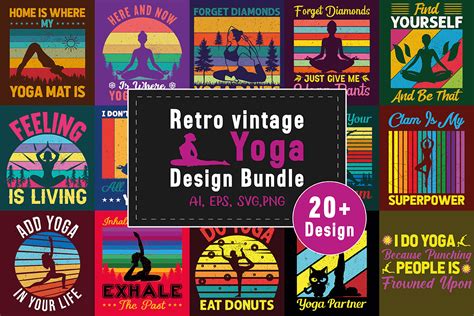 Retro Vintage Yoga Design Bundle Bundle · Creative Fabrica