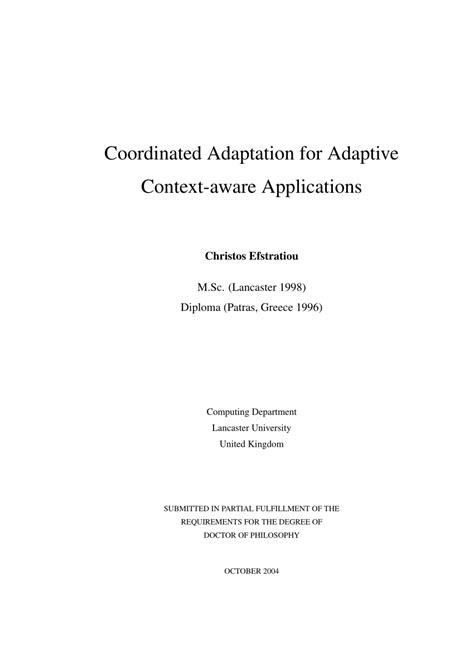Pdf Coordinated Adaptation For Adaptive Context Aware Applications