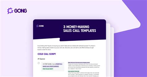 The Money Making Sales Call Template Gong