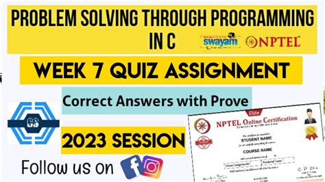 Problem Solving Through Programming In C Week 7 Answers 2023 Nptel 2023 Swayam Youtube