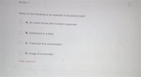 Solved Points 1which Of The Following Is An Example Of