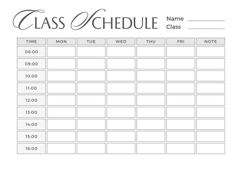 Printable Class Schedule Template Printable Templates
