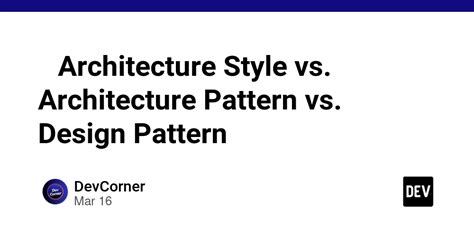 🏢 Architecture Style Vs Architecture Pattern Vs Design Pattern Dev Community